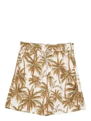 Amiri Palm Tree Print Drawstring Shorts - Cream