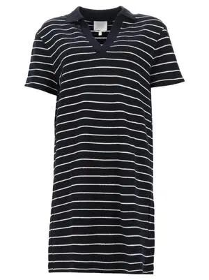 A.p.c. Striped Knitted Polo Dress - Black