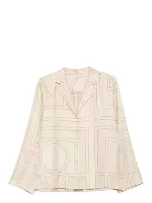 TOTEME Monogram Print Silk Shirt - Neutrals