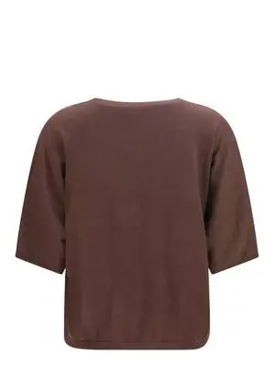 Brunello Cucinelli Fine Knit Short Sleeve Top - Brown
