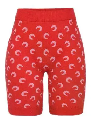 MARINE SERRE Moon Jacquard Bouclette Shorts - Red