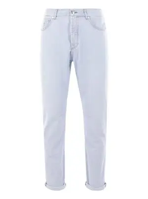 Brunello Cucinelli Logo Patch Tapered Jeans - Light Blue