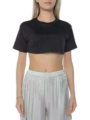 Armani Exchange Embellished Cropped T-shirt - Black