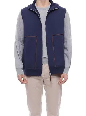 Brunello Cucinelli Sleeveless Zip-up Hooded Vest - Blue