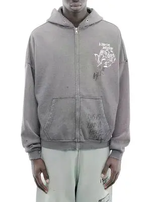 PALY Carrying The Message Distressed Hoodie - Grey