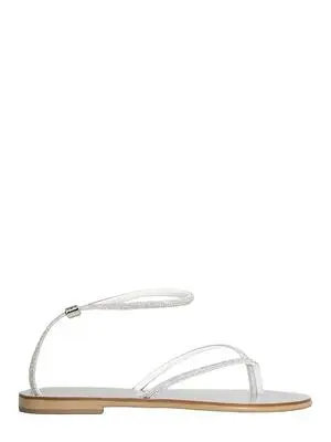 NICOLAS LAINAS Crystal Embellished Flat Sandals - Silver