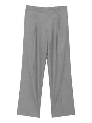 LARDINI Melange Effect Pleated Wide-leg Trousers - Grey