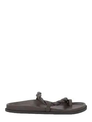 Elena Iachi Leather Thong Sandals - Brown