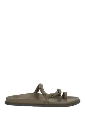 Elena Iachi Leather Thong Sandals - Green