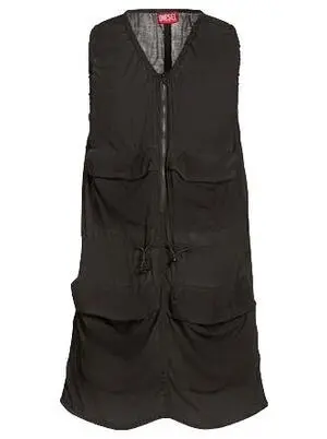 DIESEL® Sleeveless Crewneck Mini Dress With Embroidered Logo - Black