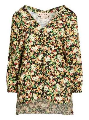 Marni Viscose Floral Print V-neck Top - Black