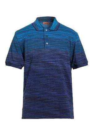 MISSONI Man Polo Shirt Azure Size Xl Cotton