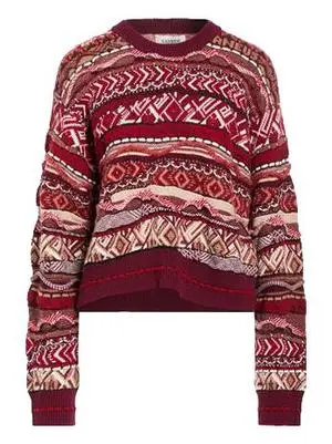 LANEUS Intarsia-knit Sweater With Sequins - Red