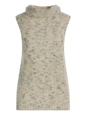 ALYSI Sleeveless Mohair Wool Blend Turtleneck - Cream
