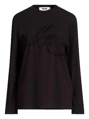 MSGM Cotton T-shirt With Embroidered Logo - Black