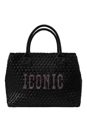 LILLY LOVES Iconic Woven Vegan Leather Handbag - Black