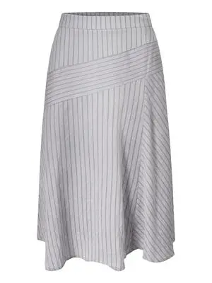 SMART AND JOY Flared Midi Skirt With Stripes - Grey