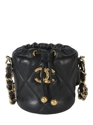 Chanel Chanel Quilted Lambskin Micro Bucket Bag Black