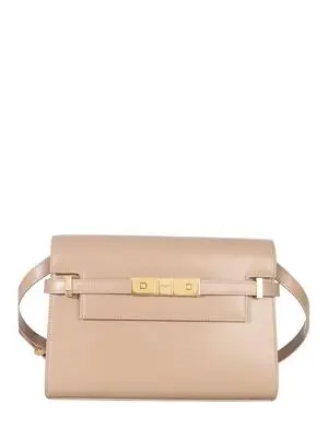 Saint Laurent Manhattan Shoulder Bag In Calfskin - Beige