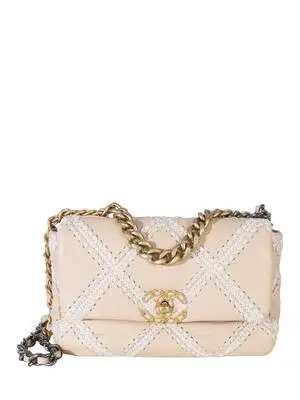 CHANEL Chanel Calfskin Crochet Medium 19 Flap Bag