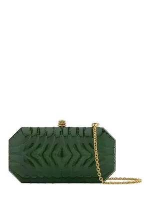 Tyler Ellis Small Perry Quilted Patent-leather Clutch Bag - Green