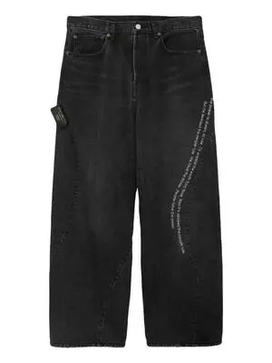 Undercover Panelled Slogan Jeans - Black