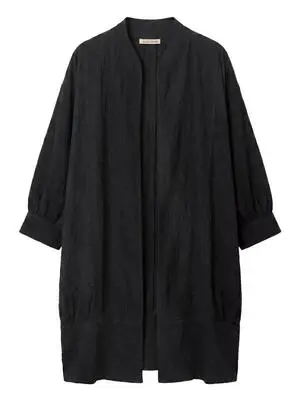 Black Crane Spoon Crinkled Oversized Jacket - Blue