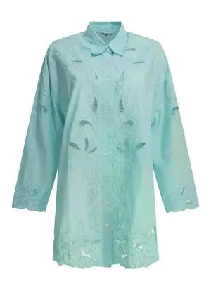 JULIET DUNN Embroidered Cut-out Shirt - Blue