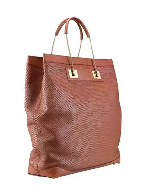 Tyler Ellis Shah Perforated Leather Tote Bag - Brown