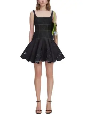 SELF-PORTRAIT Broderie Anglaise Mini Dress - Blue
