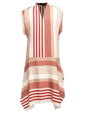 SMART AND JOY Stripe Print V-neck Dress - Red