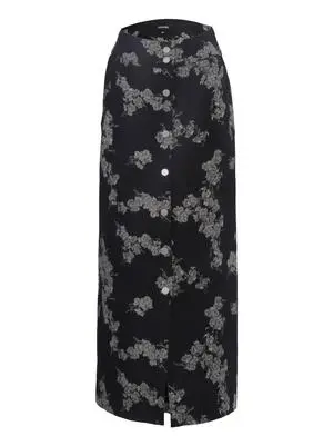 SMART AND JOY Denim Skirt With Front Slit - Blue