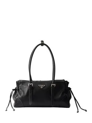 Prada Bonnie Medium Antiqued Leather Tote Bag - Black