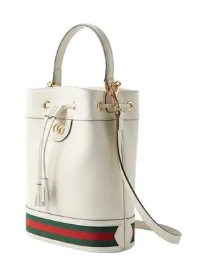 Gucci Bucket Shoulder Bag With Web Stripe Detail - White