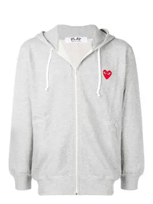 Play Comme Des Garcon Zip-up Hooded Jacket - White