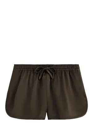 Cos Satin Track Shorts With Contrast Piping - Brown