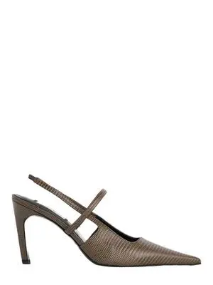TOTEME Embossed Pointed Toe Slingbacks - Brown