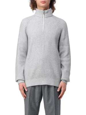 Brunello Cucinelli Half-zip Ribbed Knit Sweater - Gray