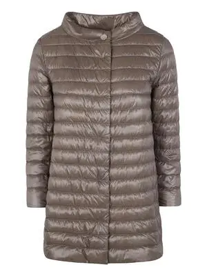 Herno Rossella Long-sleeve Quilted Cotton-padded Jacket - Gray