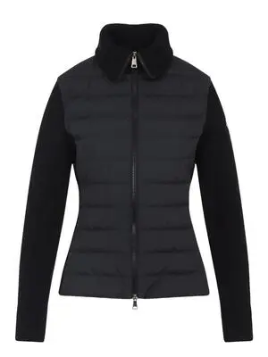 Moncler Padded Wool Zip-up Cardigan - Black