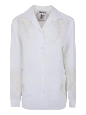 SEMICOUTURE Long-sleeved Shirt Jacket With Embellishment - White
