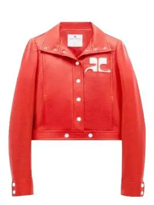 COURREGES Courrèges Vinyl Cropped Jacket - Red