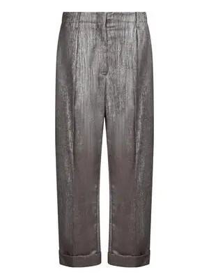 Brunello Cucinelli Metallic Lurex Detailed Trousers - Black