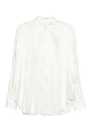 Brunello Cucinelli Band-collar Blouse - Natural
