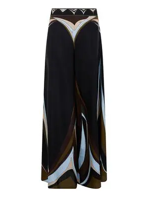 Emilio Pucci Silk Twill High-waisted Printed Trousers - Green