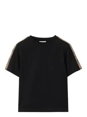 Burberry T-shirt With Check Detail - Black