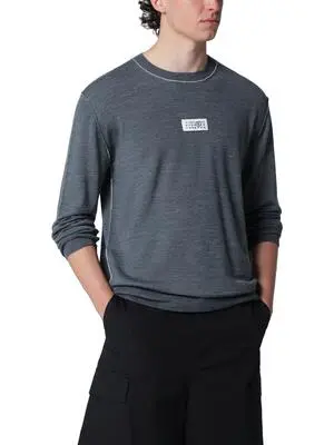 MAISON MARGIELA MM6 Maison Margiela Grey Mélange Virgin Wool Sweater With Numeric Logo Grey