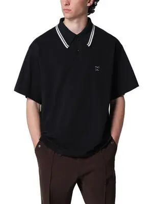 Needles Piqué Polo Shirt With Embroidered Butterfly - Black