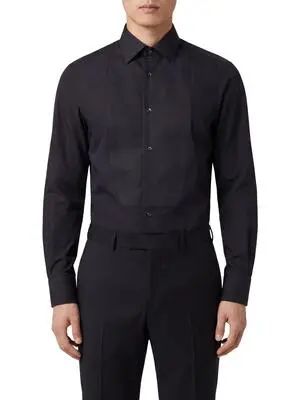 Dolce & Gabbana Slim Fit Cotton Poplin Shirt With Italian Collar Black