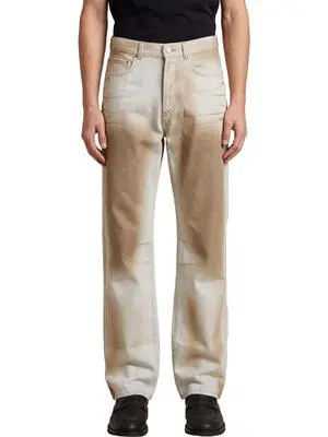 MAGLIANO Flattone Mid-rise Straight Fit Jeans In Worn-effect Denim - Beige